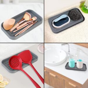 Kitchen Storage Set with 8pcs Deep Drawer Dividers (42cm x 9cm) and 1pc Grey Silicone Sponge Holder. A Clean Kitchen Gives a Good Mood by HGZYE