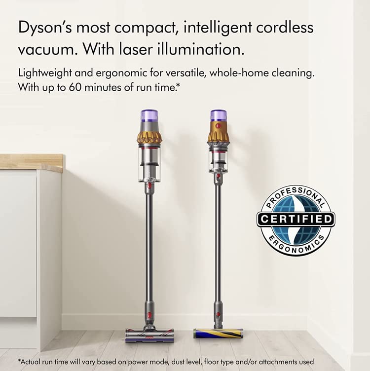 Dyson 405863-01 V12 Detect Slim Cordless Bagless Stick Vacuum Yellow/Nickel Bundle with 2 YR CPS Enhanced Protection Pack