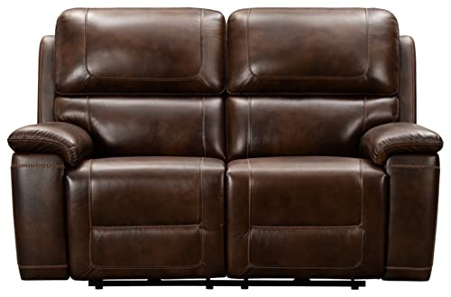 Signature Design by Ashley Wentler Traditional Tufted Leather Power Reclining Loveseat with Adjustable Headrest, Dark Brown