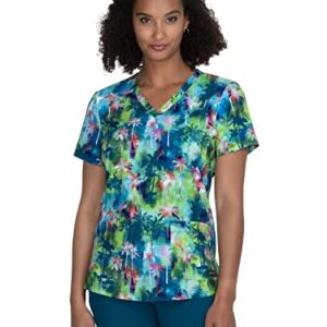 KOI Planet 1079PR Women's Isla Scrub Top Palm Oasis XL