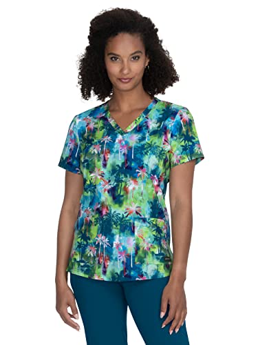 KOI Planet 1079PR Women's Isla Scrub Top Palm Oasis XL