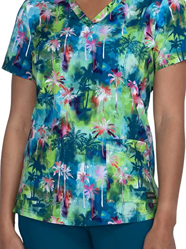 KOI Planet 1079PR Women's Isla Scrub Top Palm Oasis XL