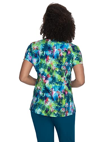 KOI Planet 1079PR Women's Isla Scrub Top Palm Oasis XL