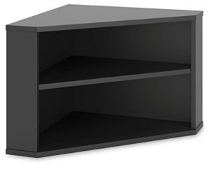 signature design by ashley otaska modern home office corner bookcase with 2 open shelves, black