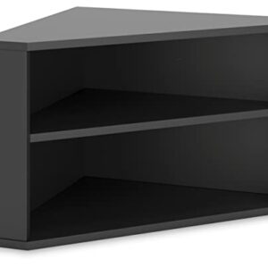 Signature Design by Ashley Otaska Modern Home Office Corner Bookcase with 2 Open Shelves, Black