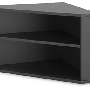 Signature Design by Ashley Otaska Modern Home Office Corner Bookcase with 2 Open Shelves, Black