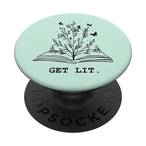 Get Lit Library Book Wildflowers Lovers Literature Teacher PopSockets Swappable PopGrip