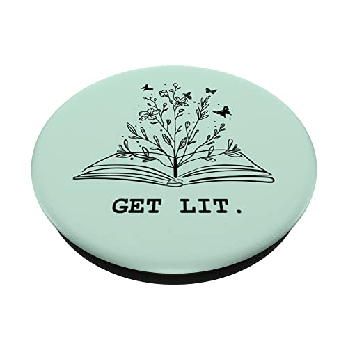 Get Lit Library Book Wildflowers Lovers Literature Teacher PopSockets Swappable PopGrip