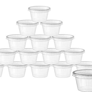 DecorRack 16 pack 4 oz Plastic Portion Cups with Lids, BPA Free Plastic Disposable Containers with Leakproof Lids for Souffle, Jello Shot Cups, Condiments, and Dipping Sauce (16 Pack)