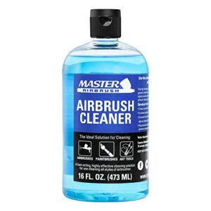 master airbrush cleaner, 16-ounce pint bottle - fast acting cleaning solution, quickly remove water-based acrylic paint, watercolor, makeup - clean clogged airbrushes, brushes, artist tools