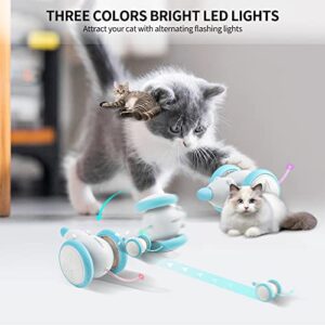 Zisnkdas Interactive Cat Toys for Indoor Cats, Automatic Cat Mouse Chase Toys with LED Light, Smart Electric Cat Toys, Mouse Squeaking Sound,USB Rechargeable, Kitten Toys for Pet Exercise Playing