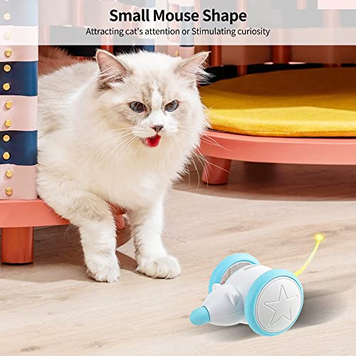 Zisnkdas Interactive Cat Toys for Indoor Cats, Automatic Cat Mouse Chase Toys with LED Light, Smart Electric Cat Toys, Mouse Squeaking Sound,USB Rechargeable, Kitten Toys for Pet Exercise Playing