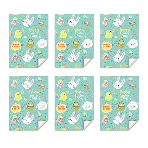 Gift Wrapping Papers, Easter Egg Rabbit Sheep Chick Wrap Paper, Happy Easter Theme Gift Wrap Paper for Kids Girls Boys Family Friends in Eater Day or Birthday Party, 20 x 28 inches per sheet(6 sheets)