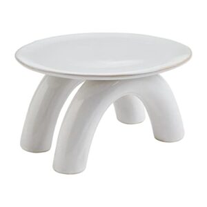 mud pie modern white stoneware stand, 6" x 10 1/2" dia, cream