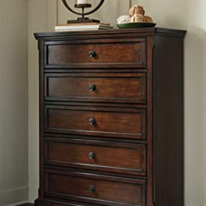 Signature Design by Ashley Brookbauer Traditional 5 Drawer Chest, Dark Brown