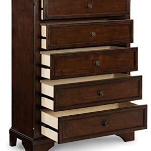 Signature Design by Ashley Brookbauer Traditional 5 Drawer Chest, Dark Brown