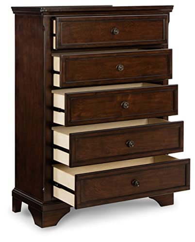 Signature Design by Ashley Brookbauer Traditional 5 Drawer Chest, Dark Brown