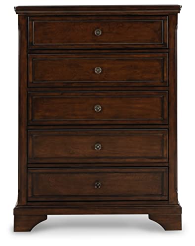 Signature Design by Ashley Brookbauer Traditional 5 Drawer Chest, Dark Brown