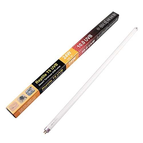 Aiicioo T5 HO Reptile UVB Light - Desert UVA UVB 10.0 Fluorescent Lamp 22" Tube Lighting High Output for Lizard Bearded Dragon 24W