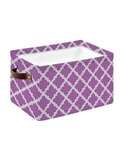 storage basket,geometric art moroccan check collapsible storage bin with handles waterproof foldable cube bins purple large organizer baskets for shelves closet nursery