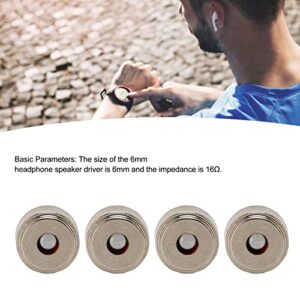 4Pcs 6mm 16ohm Headphone Speaker Drivers Parts, Replacement Headphones DIY Accessories for Headphone Repair