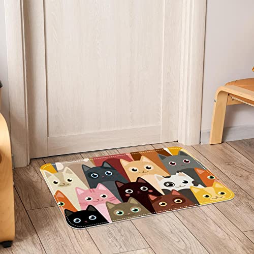 Funny Cats Funny Cartoon Grey Yellow, Indoor Door Mat Durable Front Door Mats Entryway Rug Non-Slip Absorbent Area Rugs Resist Dirt Rugs for Room Decor, 24"x16"