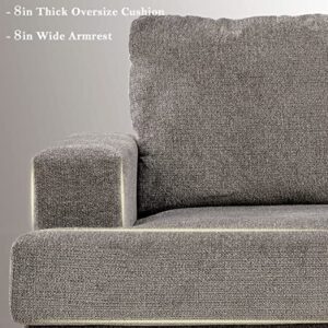 WEPATIO Sofa, Deep Seat Sofa-Contemporary Chenille Sofa Couch, 3 Seater Sofa for Living Room-Oversized Sofa, Grey Comfy Sofa