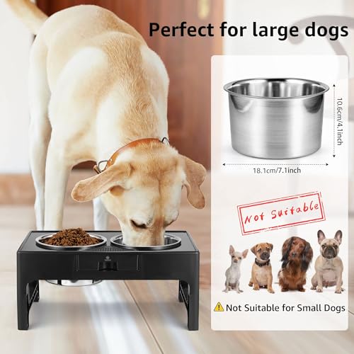 Lapensa Elevated Dog Bowls, Stainless Steel Raised Dog Bowl with Adjustable Stand, Double Dog Food and Water Bowl for Medium Large Dogs, 3 Heights 3.9”, 7.8”, 11.8”,(Black)