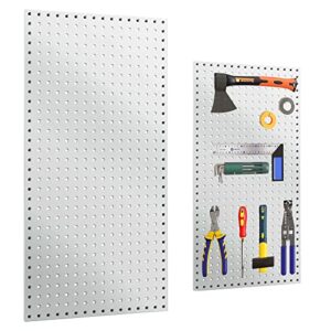 tidihauset pegboard, tool storage panel board rack for storage, 16in x 32in wall organizer in silver