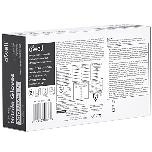 OWell Black Disposable Nitrile Gloves, 100 Ct | X-SMALL | Disposable Gloves Extra Small, 4mil, Disposable Latex Free Gloves, Powder Free Food Safe Gloves, Medical Exam Gloves (100 Count)