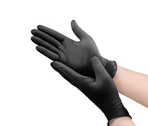 OWell Black Disposable Nitrile Gloves, 100 Ct | X-SMALL | Disposable Gloves Extra Small, 4mil, Disposable Latex Free Gloves, Powder Free Food Safe Gloves, Medical Exam Gloves (100 Count)