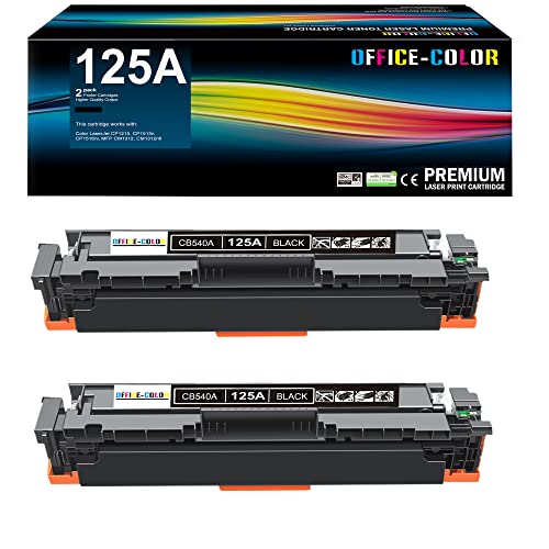 125A Black Toner Cartridges Replacement for HP 125A CB540A for Color Laserjet CM1312 MFP Series,Color Laserjet CP1215, CP1515, CP1518 Series Printer Ink (2 Pack )