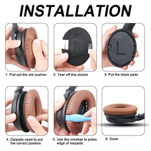 Replacement Ear Pads for Bose QC25 QC35 Headphones Earpads Cushions, Earpads for QuietComfort 2/QC15/QC35II/Ae2/Ae2i/Ae2w/SoundLink1&2/SoundTrue1&2 Around-Ear Ear Cushions, Premium Protein Leather