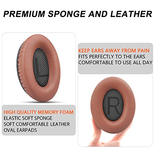 Replacement Ear Pads for Bose QC25 QC35 Headphones Earpads Cushions, Earpads for QuietComfort 2/QC15/QC35II/Ae2/Ae2i/Ae2w/SoundLink1&2/SoundTrue1&2 Around-Ear Ear Cushions, Premium Protein Leather