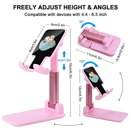 Panda and Sloth Cell Phone Stand Foldable Adjustable Cellphone Holder Desktop Dock Compatible with iPhone Switch Tablets (4-13")