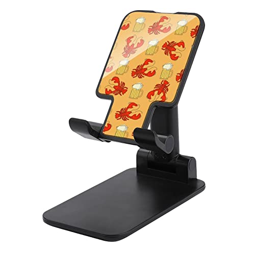 Beer and Crawfish Cell Phone Stand Foldable Adjustable Cellphone Holder Desktop Dock Compatible with iPhone Switch Tablets (4-13")