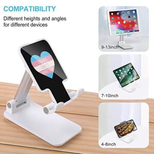 Trans Lives Matter Heart Cell Phone Stand Foldable Adjustable Cellphone Holder Desktop Dock Compatible with iPhone Switch Tablets (4-13")