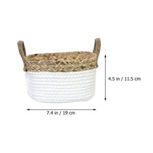 LIFKOME Snack Containers Storage Organizer Woven Storage Basket with Handle Wicker Magazine Basket Book Holder Makeup Storage Basket Bin for Home Office 19cm Woven Baskets Woven Baskets