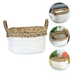 LIFKOME Snack Containers Storage Organizer Woven Storage Basket with Handle Wicker Magazine Basket Book Holder Makeup Storage Basket Bin for Home Office 19cm Woven Baskets Woven Baskets