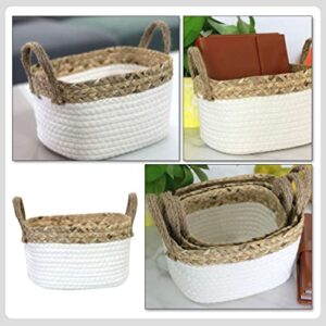 LIFKOME Snack Containers Storage Organizer Woven Storage Basket with Handle Wicker Magazine Basket Book Holder Makeup Storage Basket Bin for Home Office 19cm Woven Baskets Woven Baskets