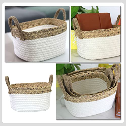 LIFKOME Snack Containers Storage Organizer Woven Storage Basket with Handle Wicker Magazine Basket Book Holder Makeup Storage Basket Bin for Home Office 19cm Woven Baskets Woven Baskets