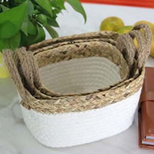 LIFKOME Snack Containers Storage Organizer Woven Storage Basket with Handle Wicker Magazine Basket Book Holder Makeup Storage Basket Bin for Home Office 19cm Woven Baskets Woven Baskets