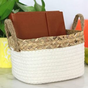 LIFKOME Snack Containers Storage Organizer Woven Storage Basket with Handle Wicker Magazine Basket Book Holder Makeup Storage Basket Bin for Home Office 19cm Woven Baskets Woven Baskets