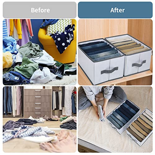 SOLARVALLEY 2Pcs Closet Organizers storage for Clothing,Underwear Drawer Organizer Clothes,Clothes Organizer for Folded Clothes,PP Plate Nylon Mesh Foldable Wardrobe Clothes Organizer(8Grids)