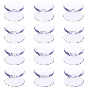 housoutil 12pcs double sided suction cups, 10 * 20mm glass table top bumpers, glass table top spacers without hooks, window hanger suction cup for keep the glass table top from sliding (transparent)