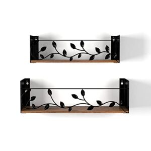 pemtow leaf-shaped floating shelves for wall decor, wood hanging decorative wall shelf for bedroom, living room, bathroom, kitchen, nursery storage