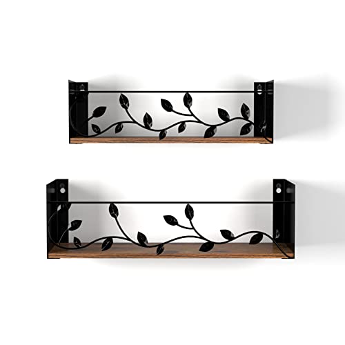 Pemtow Leaf-Shaped Floating Shelves for Wall Decor, Wood Hanging Decorative Wall Shelf for Bedroom, Living Room, Bathroom, Kitchen, Nursery Storage