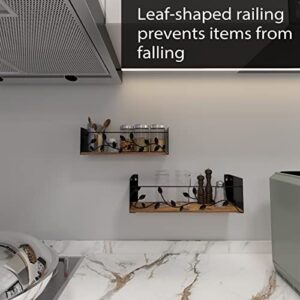 Pemtow Leaf-Shaped Floating Shelves for Wall Decor, Wood Hanging Decorative Wall Shelf for Bedroom, Living Room, Bathroom, Kitchen, Nursery Storage