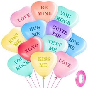 64 pcs valentine's conversation heart balloon latex candy color valentine's day balloons xoxo love kiss me be mine balloons for proposal show love anniversary wedding party supply decoration, 10 inch