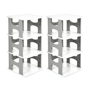 sdlumeiy 4 tier shoe racks, disassembled and assembled simple shoe racks, shoe organizer, plastic shoe racks. white and grey (white and grey, 4tier-2pack)